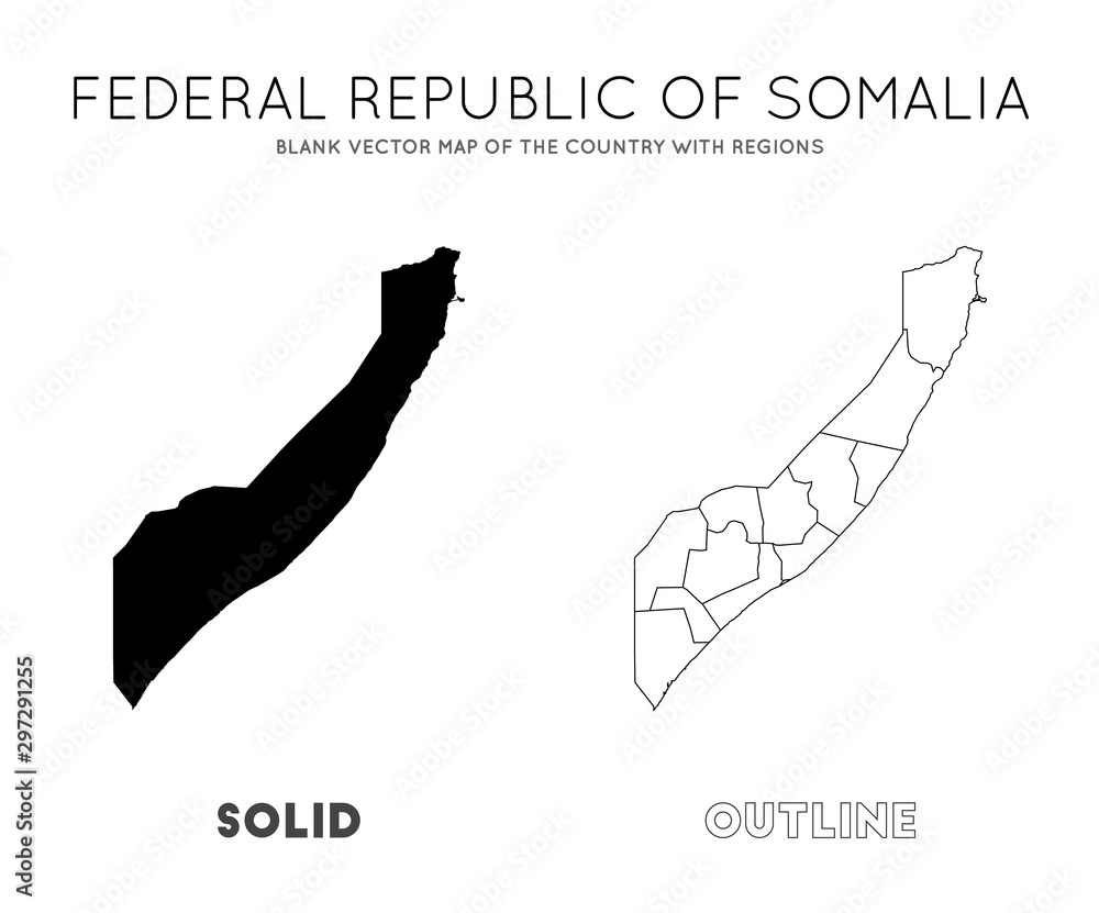 Vetor de Somalia map. Blank vector map of the Country with regions ...