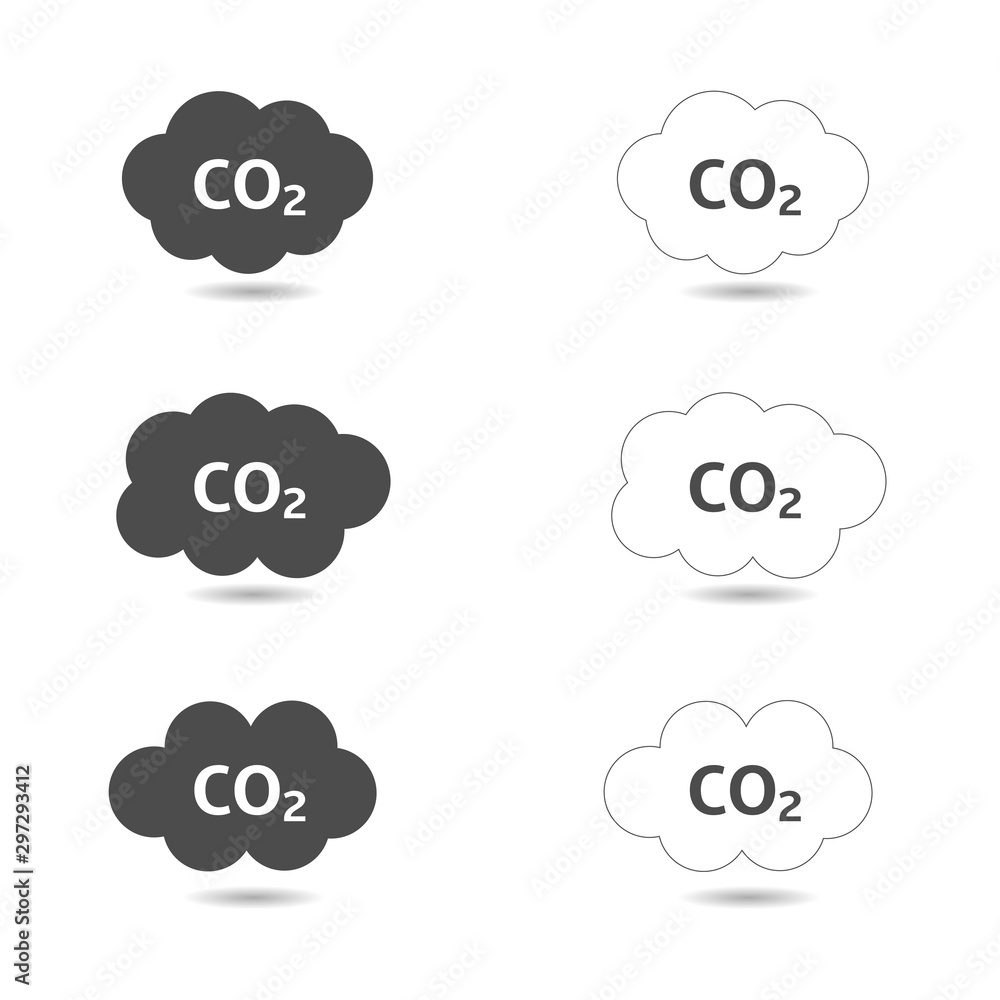 CO2 cloud icons. Carbon emissions reduction signs, Vector illustration ...
