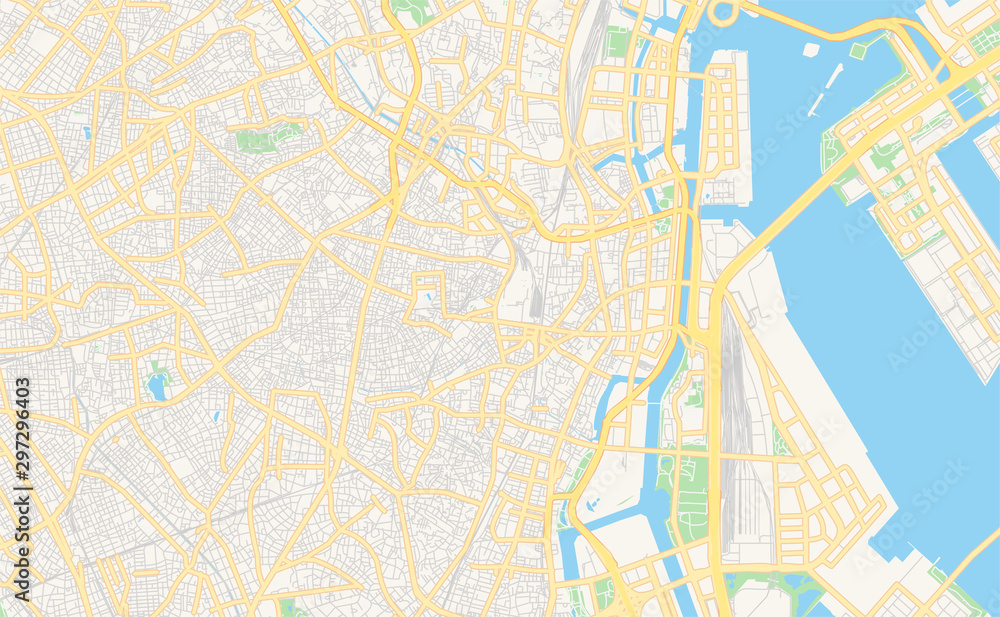 Printable street map of Shinagawa, Japan Stock Vector | Adobe Stock