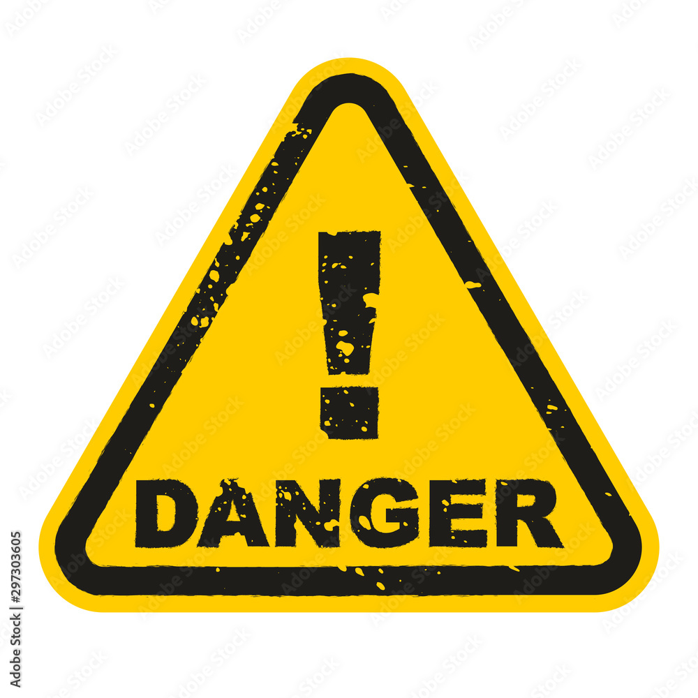 Grunge Danger sign isolated on white background. Vector illustration ...