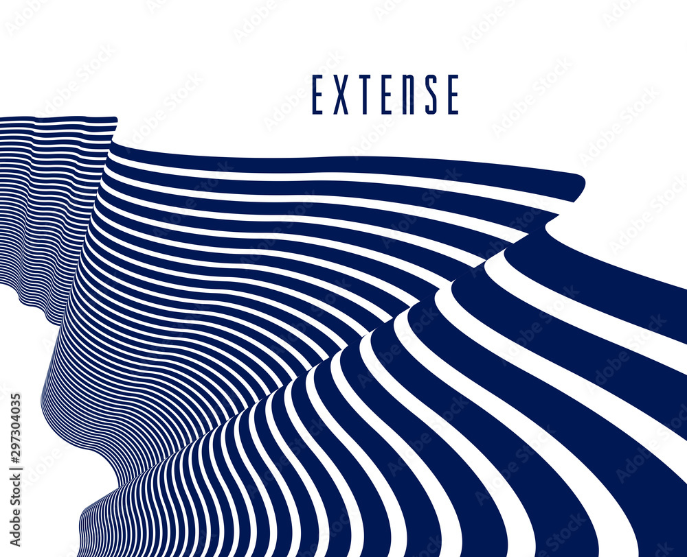 Abstract lines in 3D dimensional perspective abstract vector background ...