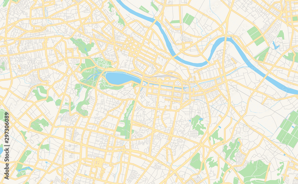 Printable street map of Mito, Japan Stock Vector | Adobe Stock