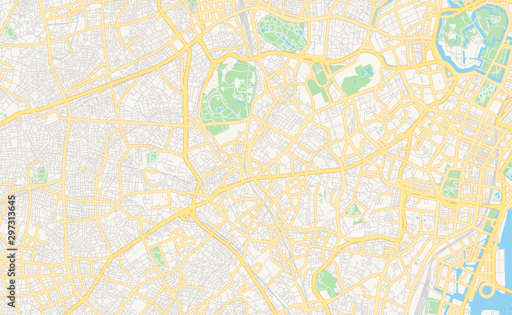 Printable street map of Shibuya, Japan Stock Vector | Adobe Stock