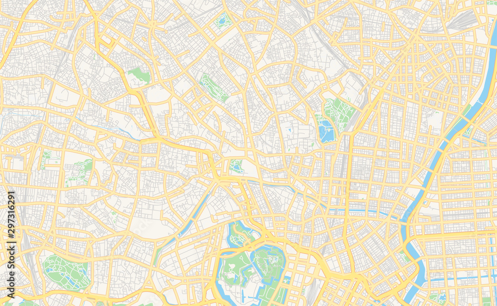 Printable street map of Bunkyo, Japan Stock Vector | Adobe Stock