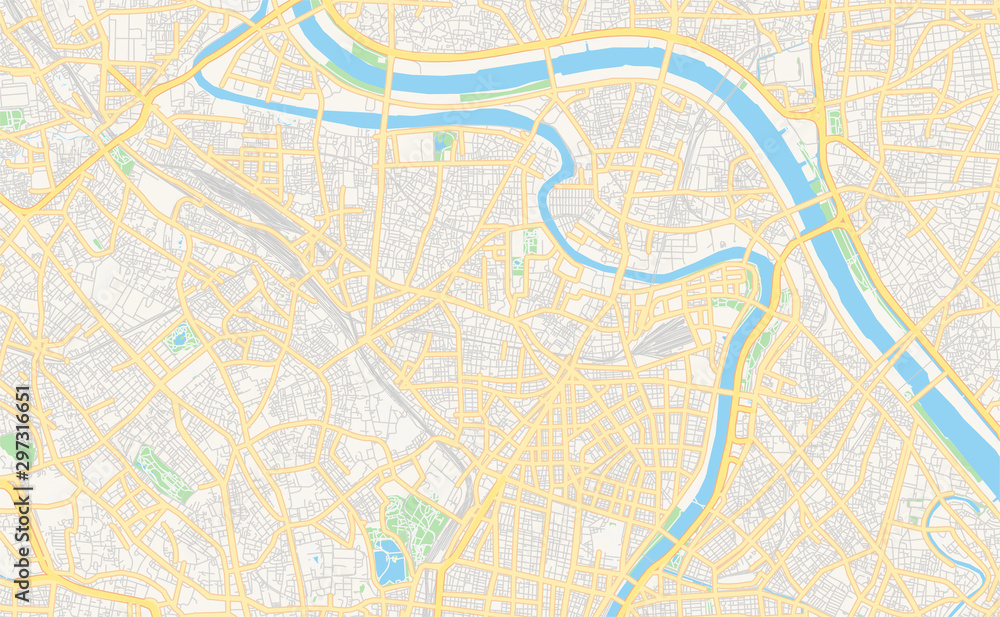 Printable street map of Arakawa, Japan Stock Vector | Adobe Stock