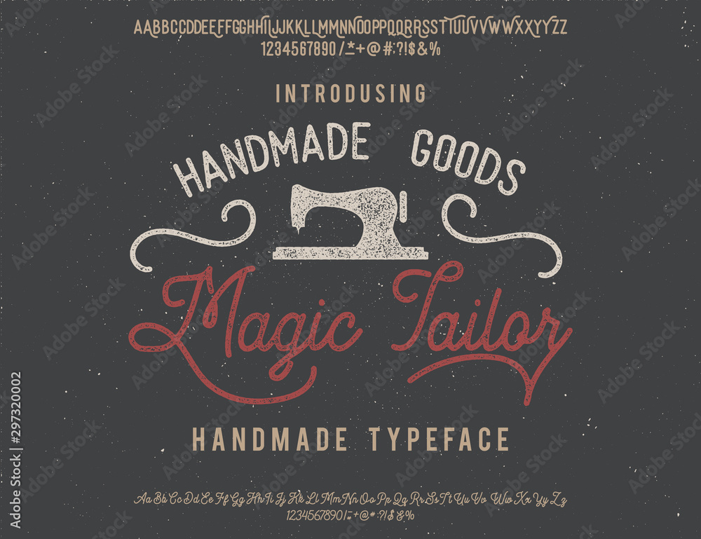 Magic Tailor. Font set with serif and script typeface. Tailor logotype ...