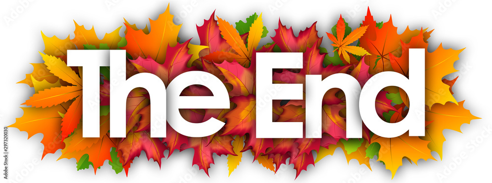 The End word and autumn leaves background Stock Illustration | Adobe Stock