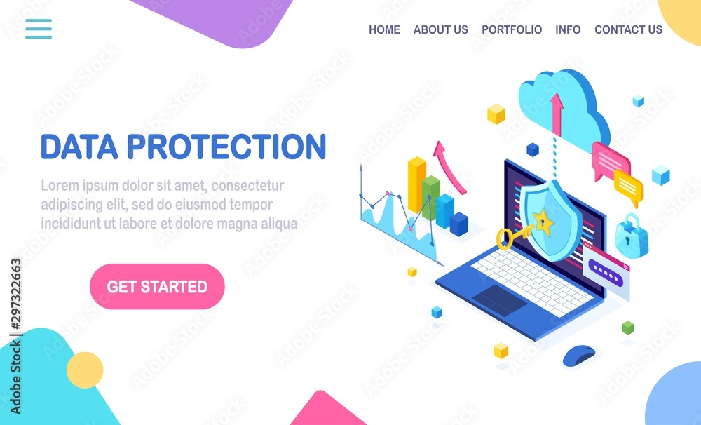 Data protection. Internet security, privacy access with password. 3d ...