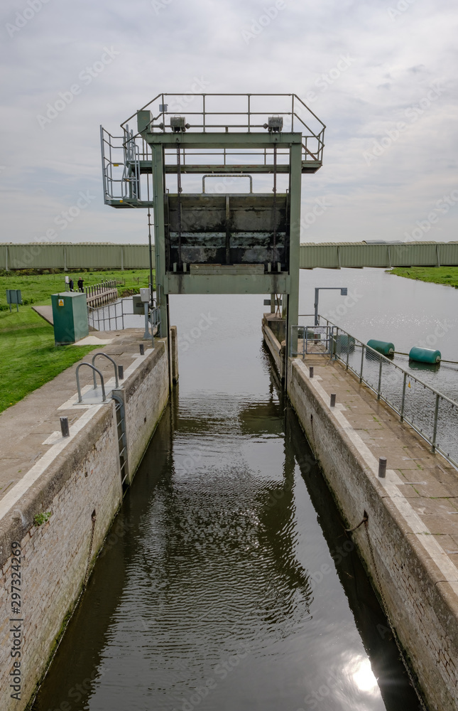 Detailed view of a Canal and River lock system, used by canal and long ...