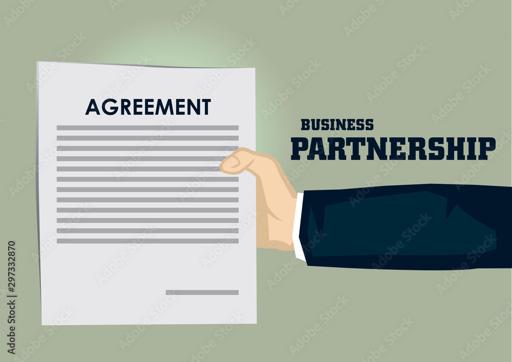 Cartoon Hand Holding Document Titled Agreement Vector Illustration on ...