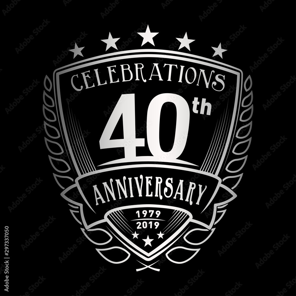 40th shield anniversary logo. 40th years logo. Vector and illustration ...