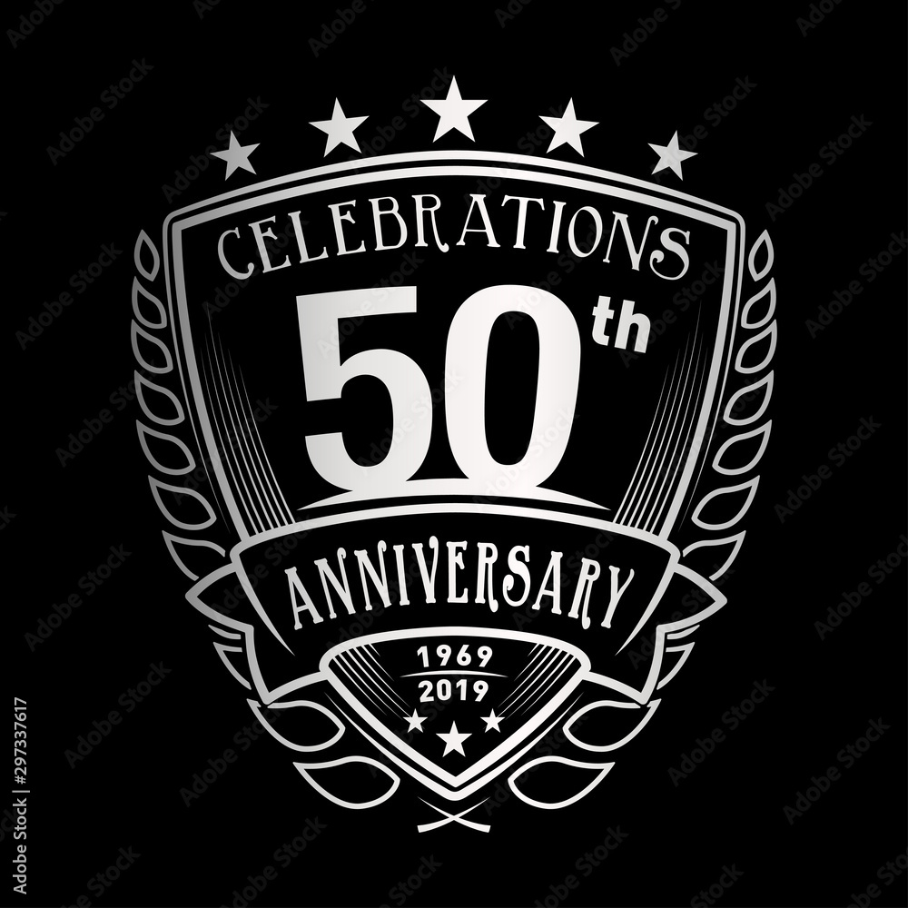 50th shield anniversary logo. 50th years logo. Vector and illustration ...