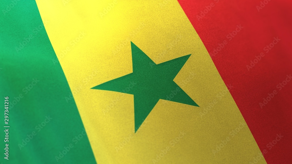 3D rendering of the national flag of Republic of Senegal waving in the ...