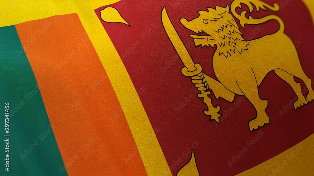 3D rendering of the national flag of Sri Lanka waving in the wind. The ...