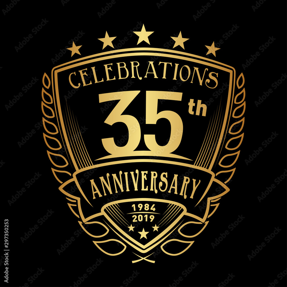 35th shield anniversary logo. 35th years logo. Vector and illustration ...