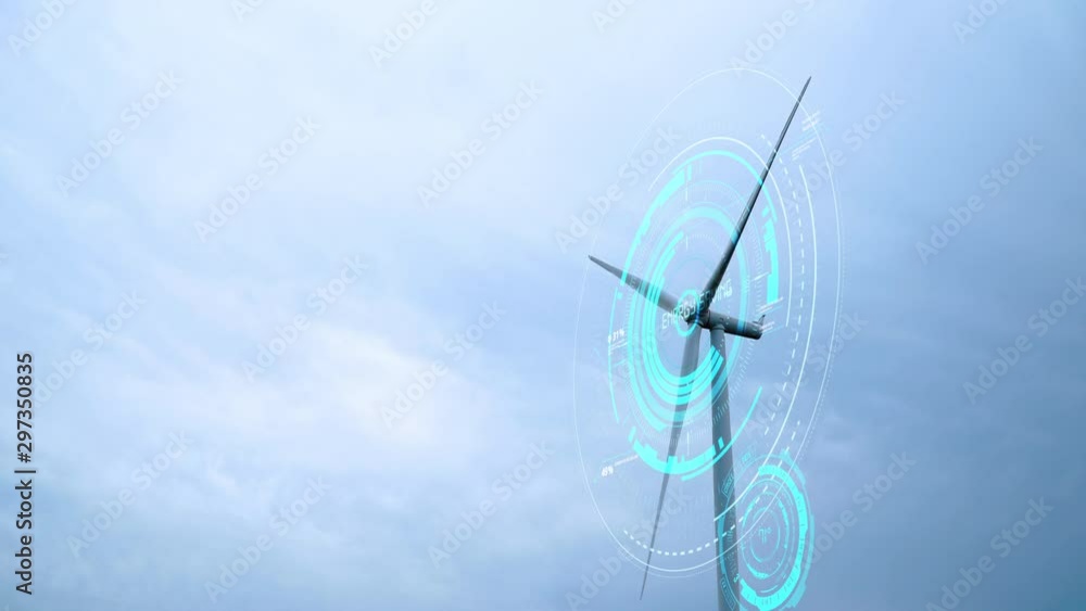 Modern Wind Turbines with digitally generated holographic display tech ...