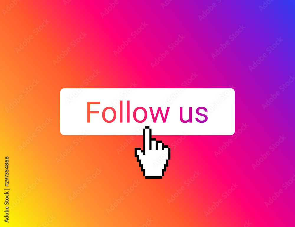 Hand Mouse Cursor Clicks the Follow Button Stock Vector | Adobe Stock