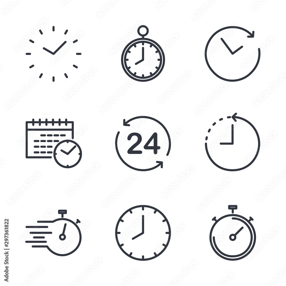 Simple Set of Time icon template color editable. Contains such Icons as ...