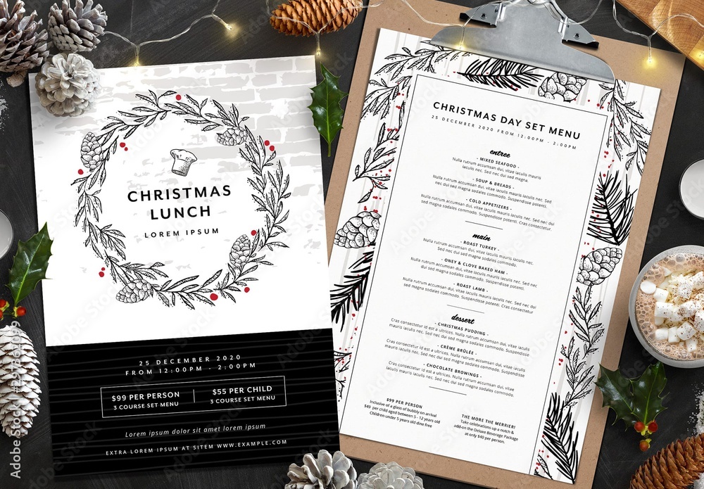 Decorative Christmas Menu Layout Stock Template | Adobe Stock