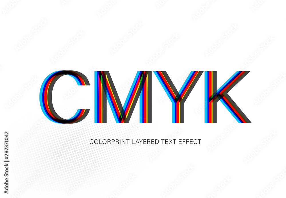 CMYK Offprint Color Text Effect Stock Template | Adobe Stock