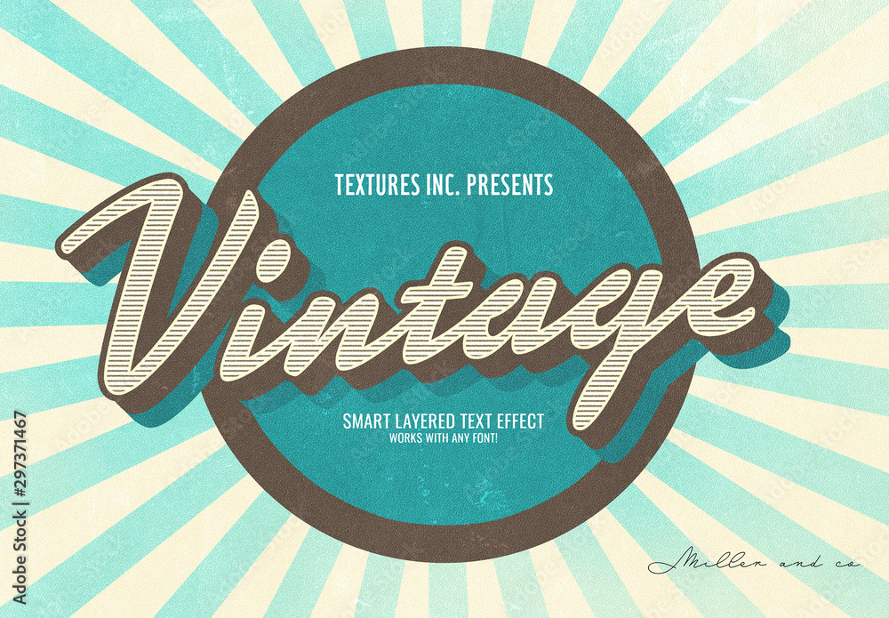 Vintage Sunburst Text Effect Stock Template | Adobe Stock