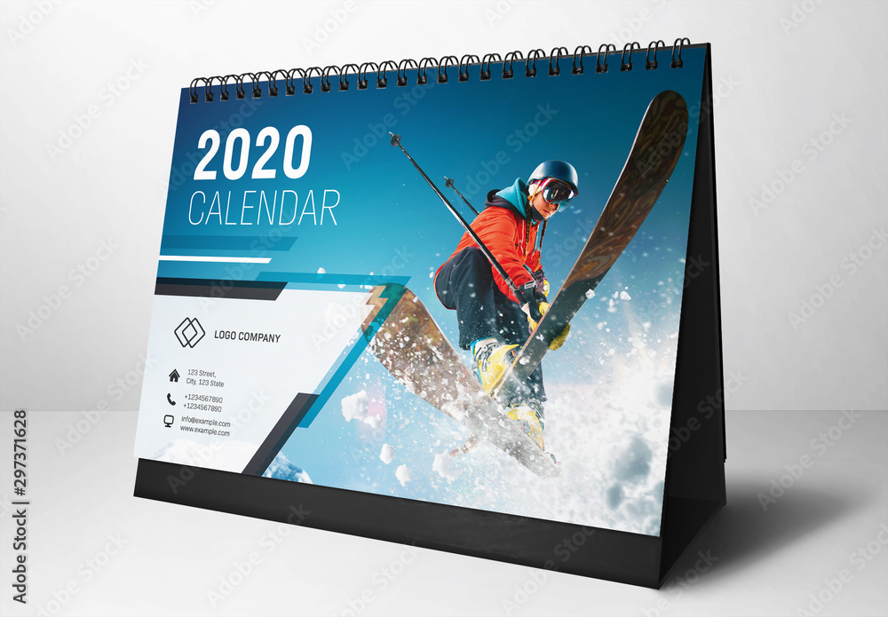 2020 Desk Calendar Layout Stock Template | Adobe Stock