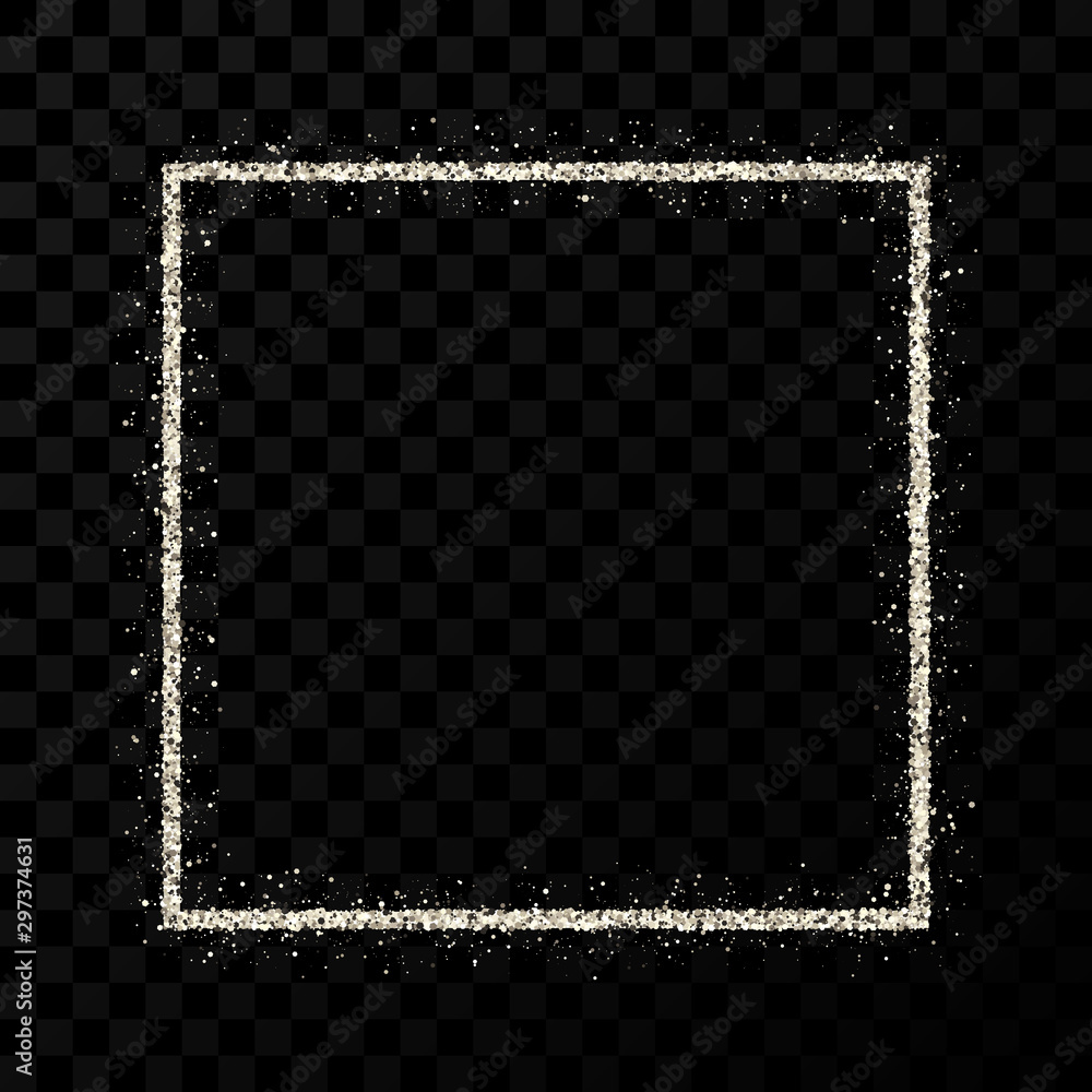 Silver glitter frame with shiny sparkles Stock Vector | Adobe Stock