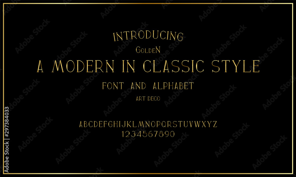 Art Deco creative font. Creative template in style of 1920s for your ...