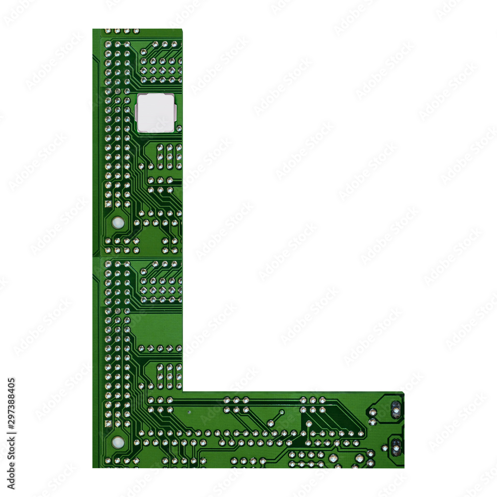 Letter L, Alphabet in circuit board style. Digital hi-tech letter ...