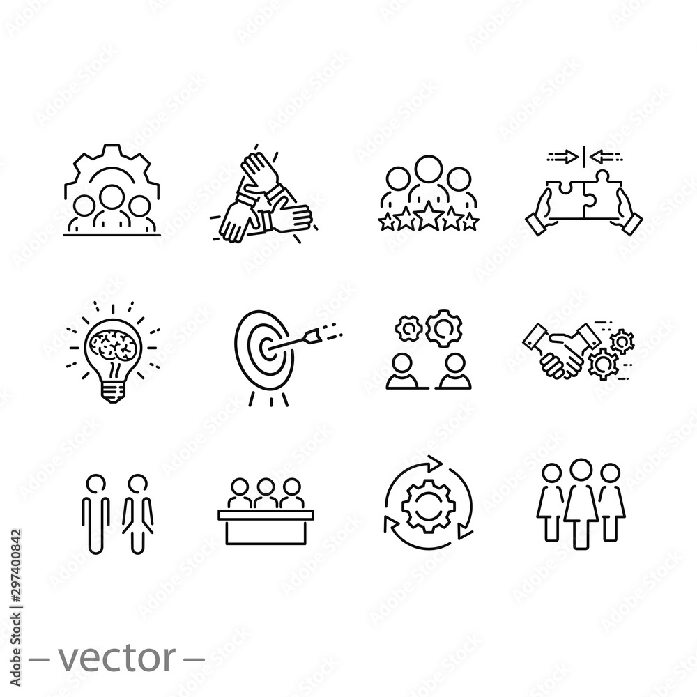 resource people collaboration icon set, meeting people business group ...