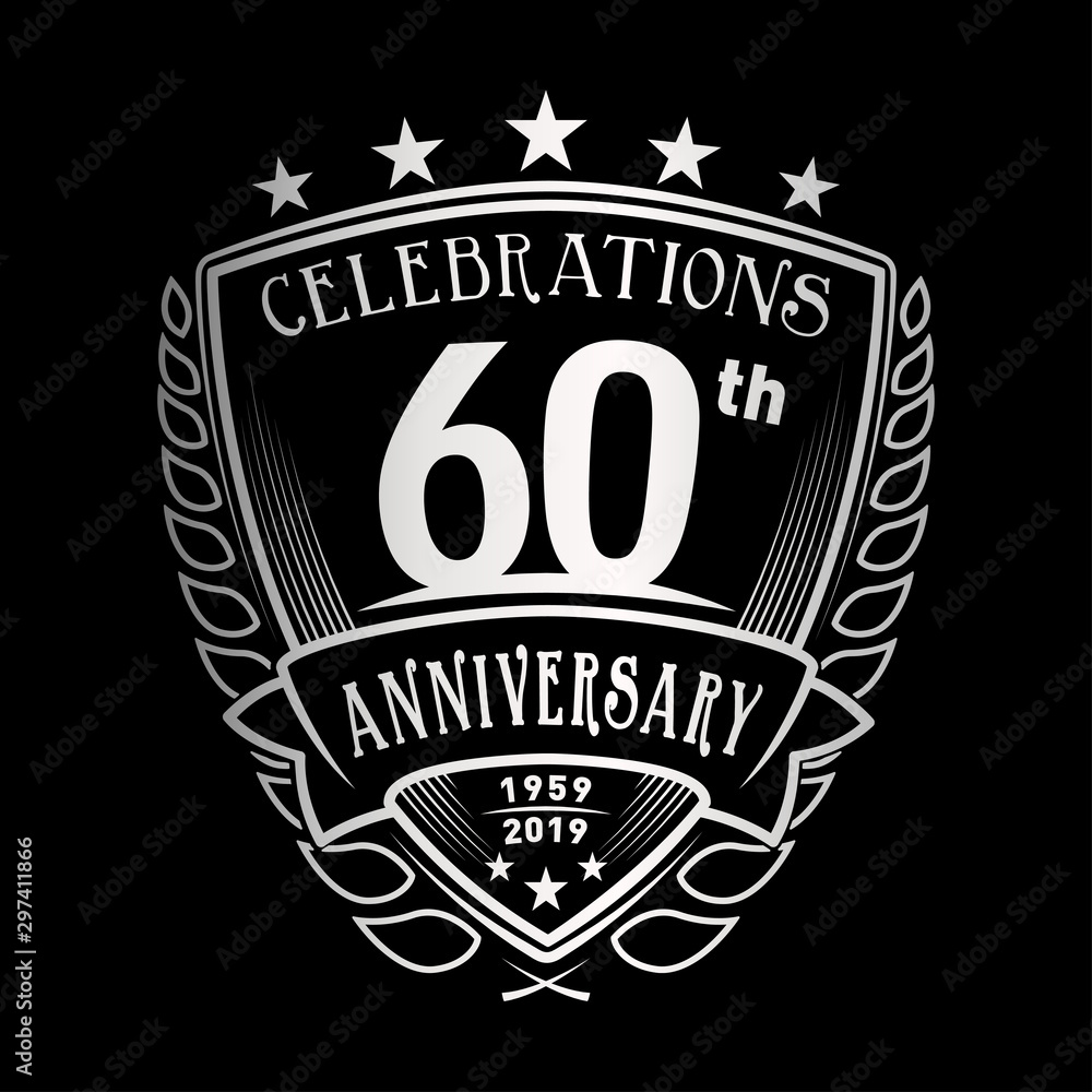 60th shield anniversary logo. 60th years logo. Vector and illustration ...