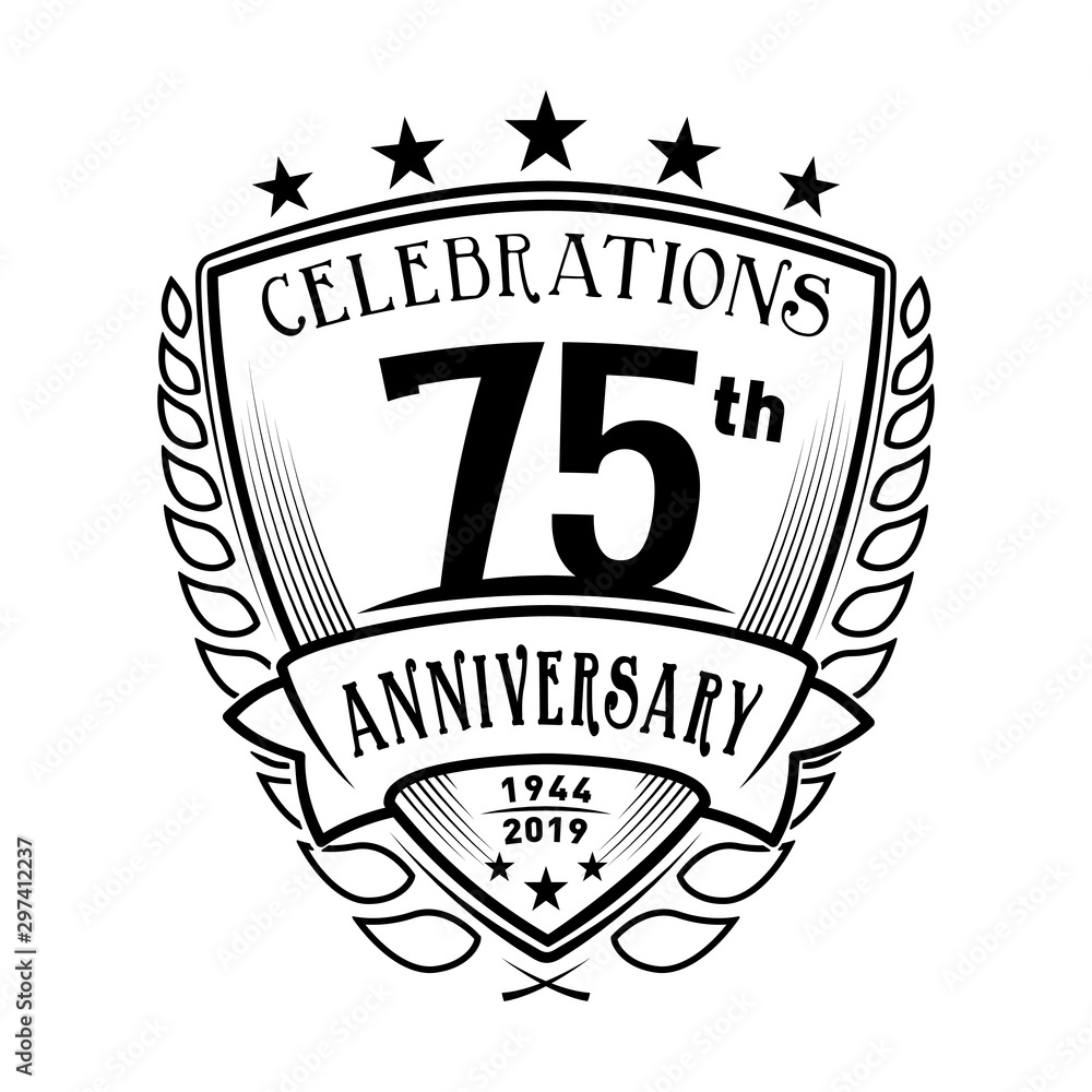 75th shield anniversary logo. 75th years logo. Vector and illustration ...