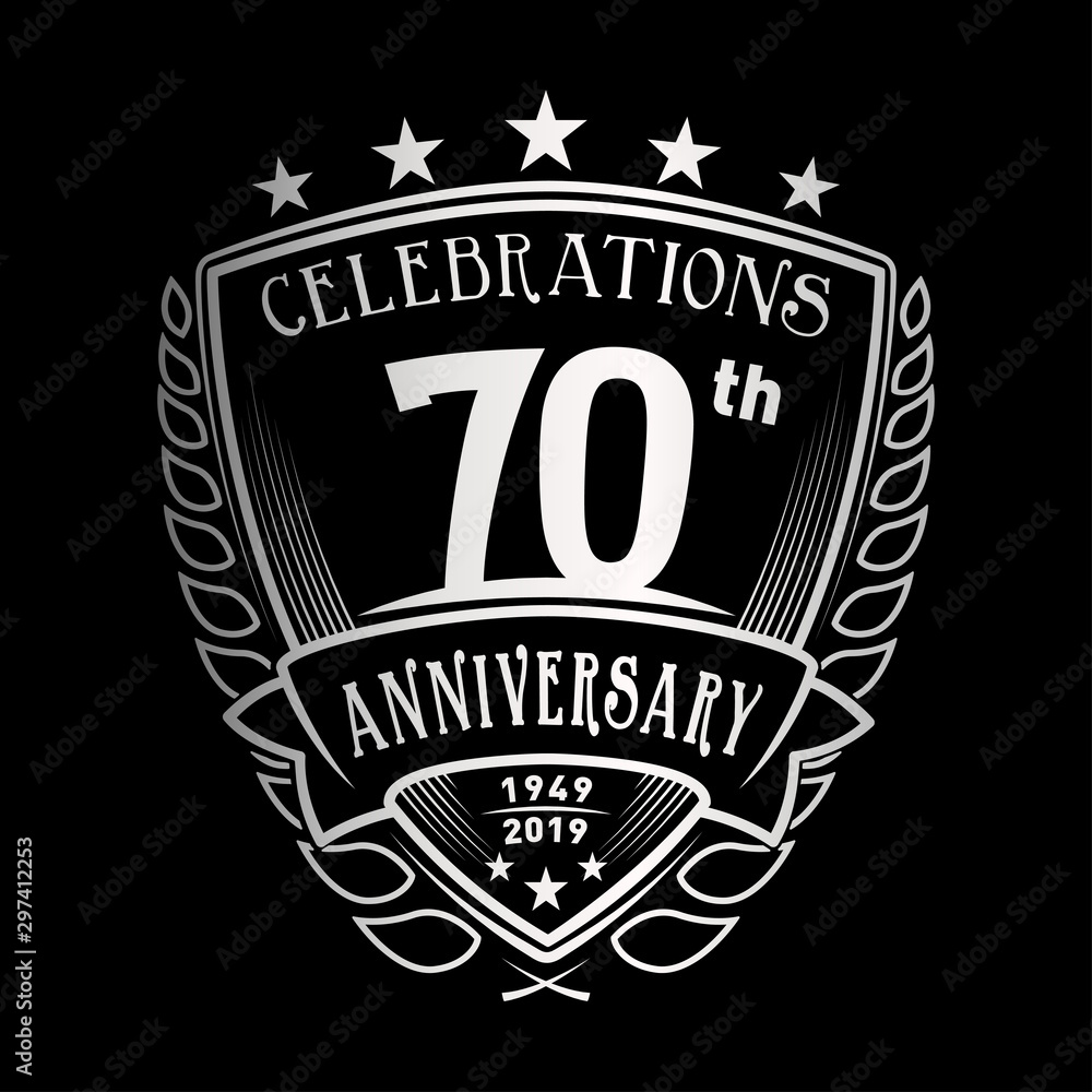 70th shield anniversary logo. 70th years logo. Vector and illustration ...