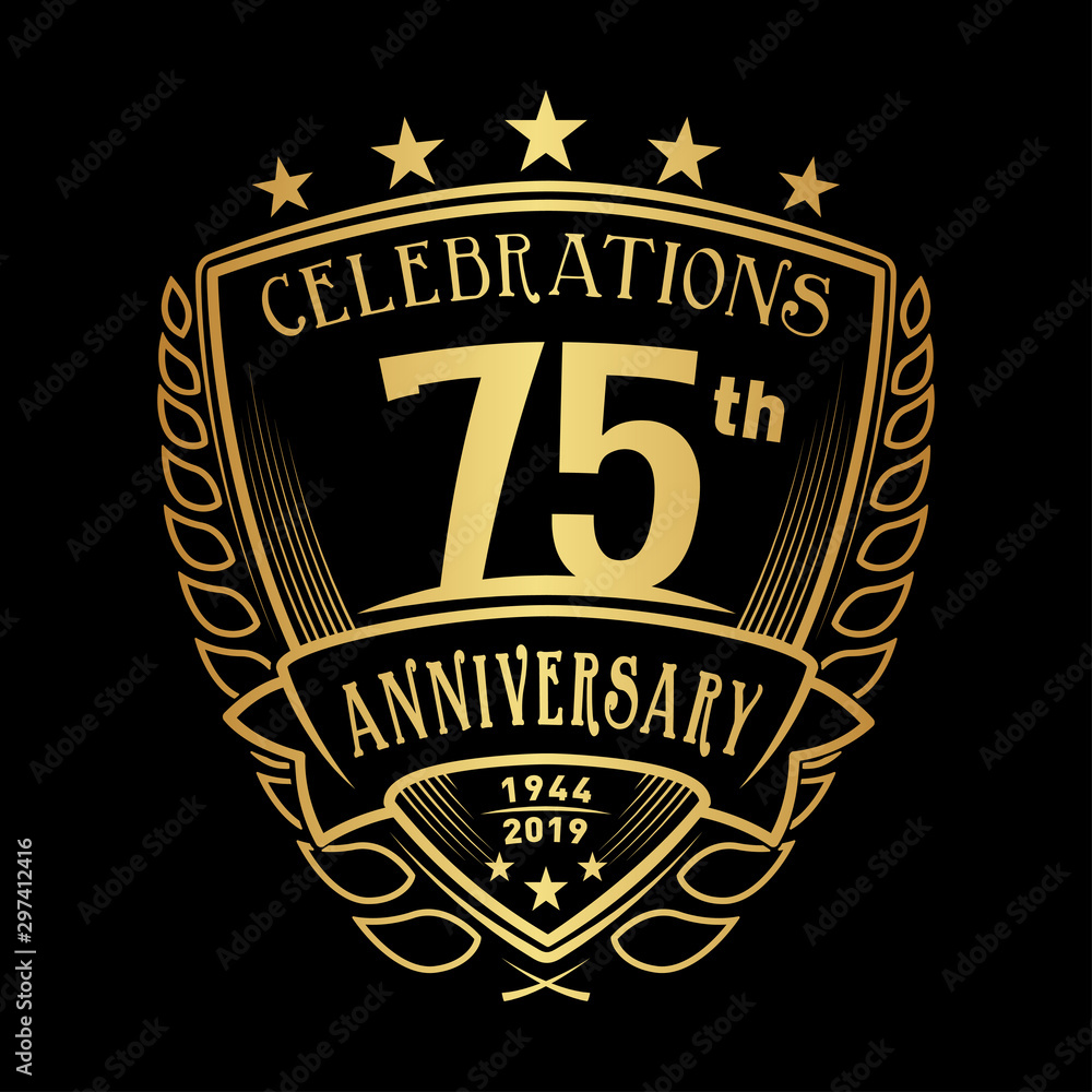 75th shield anniversary logo. 75th years logo. Vector and illustration ...