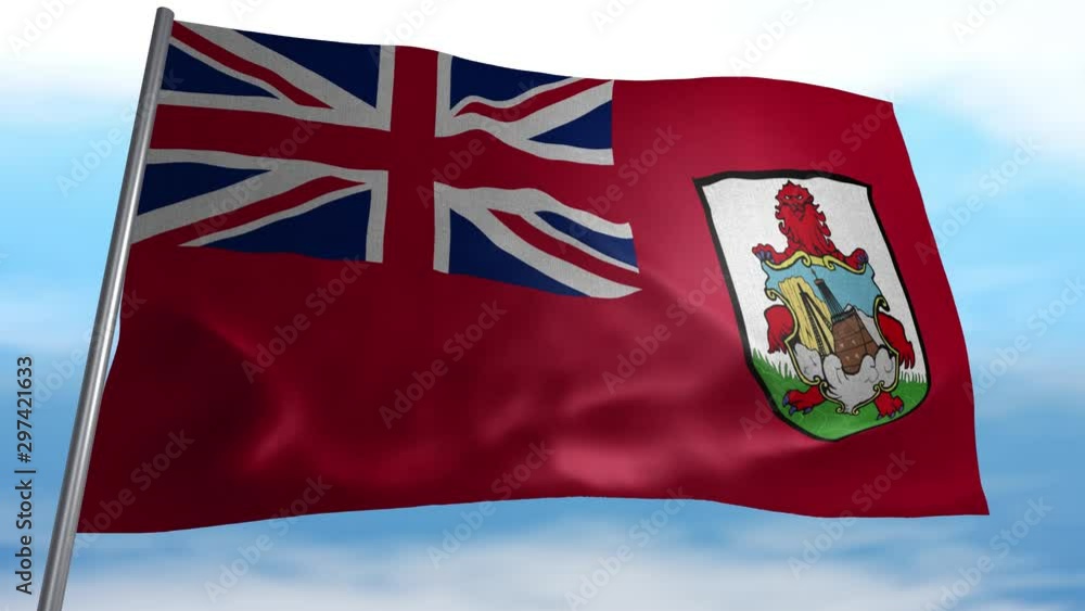 Seamless looping animated flag of Bermuda blowing in the wind in 4K ...