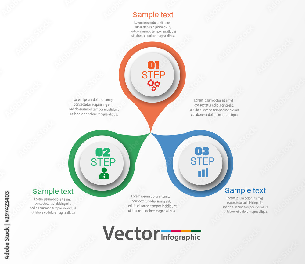Abstract infographics template with three steps and options. Can be ...