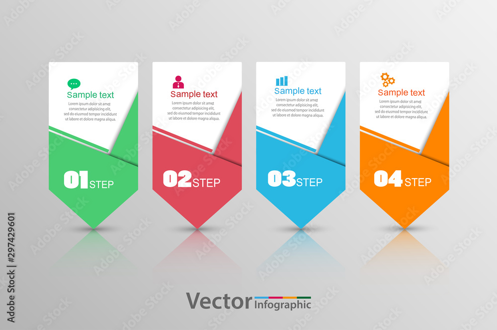 Vector infographic template with 4 options, workflow, process chart ...