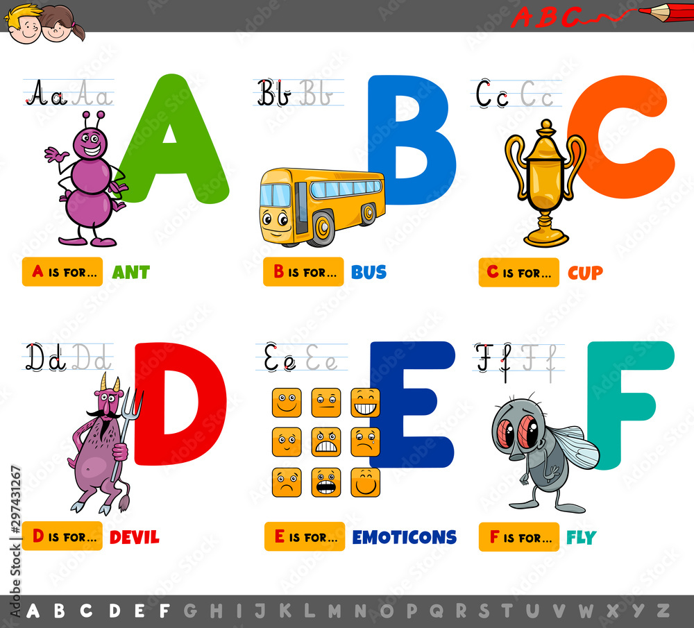 educational cartoon alphabet letters for children Stock Vector | Adobe ...