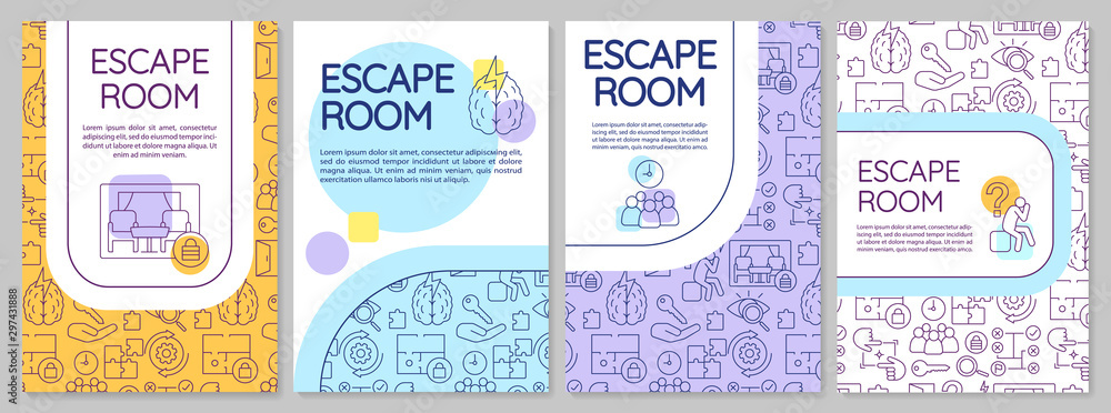 Escape room brochure template. Quest flyer, booklet, leaflet print ...