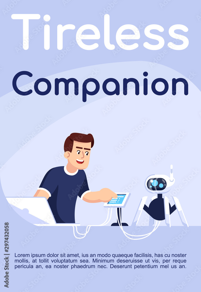 Tireless companion poster vector template. Robot engineering. Brochure ...