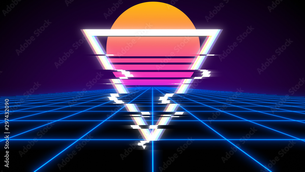 Retro Triangle Glitch futuristic 80's neon - Synthwave / Vaporwave ...