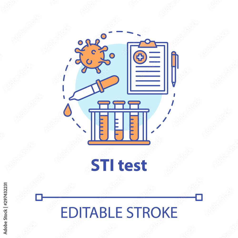 STI test concept icon. Safe sex. HIV, hepatitis prevention ...