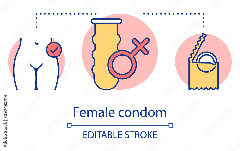 Female condom concept icon. Birth control device. Contraceptive ...