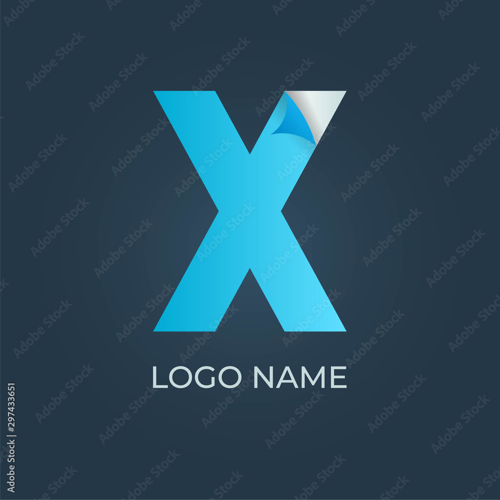 Peeling off letter X sticker logo isolated. Alphabet vector image Stock ...