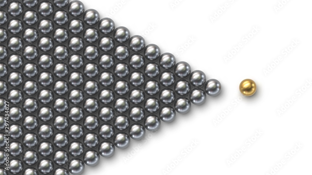Leadership concept. Gold leader ball standing out from the crowd of ...