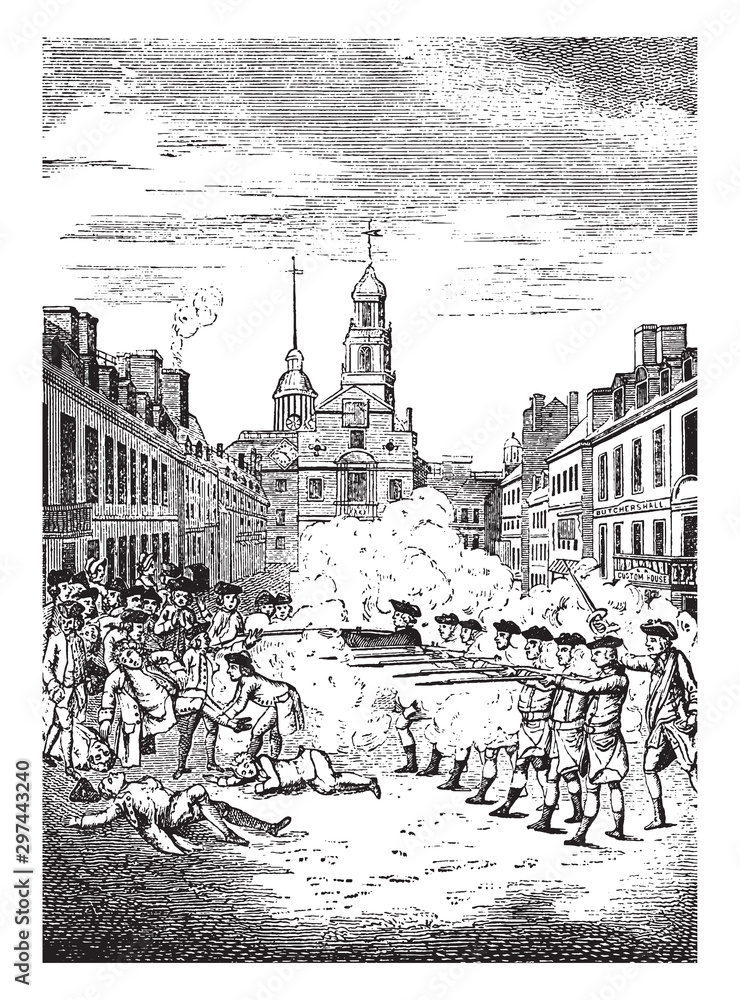 Boston Massacre,vintage illustration Stock Vector | Adobe Stock
