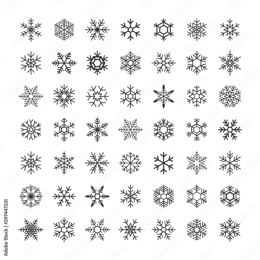 Schneeflocken Eiskristalle Icon Set Stock Vector | Adobe Stock