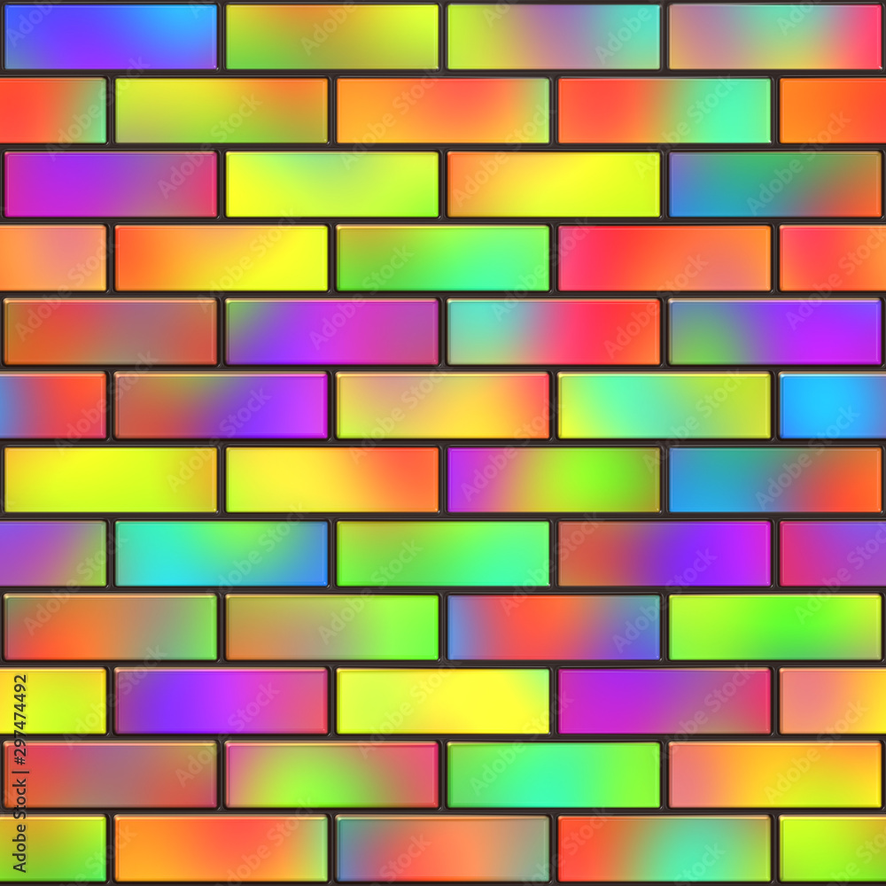 Very clean brick seamless texture with rainbow color, gradient on ...