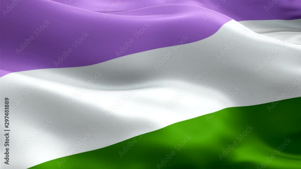Genderqueer Flag Rainbow waving. 3d Non-binary Pride Symbol flag waving ...