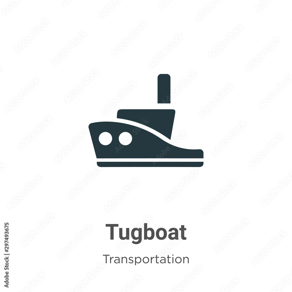 Tugboat vector icon on white background. Flat vector tugboat icon ...